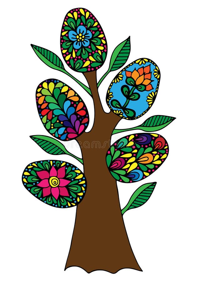 Colorful Easter Tree with Abstract Eggs Stock Vector - Illustration of ...