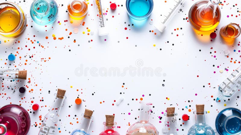 Colorful Education Back To School Background with Science Lab Equipment ...