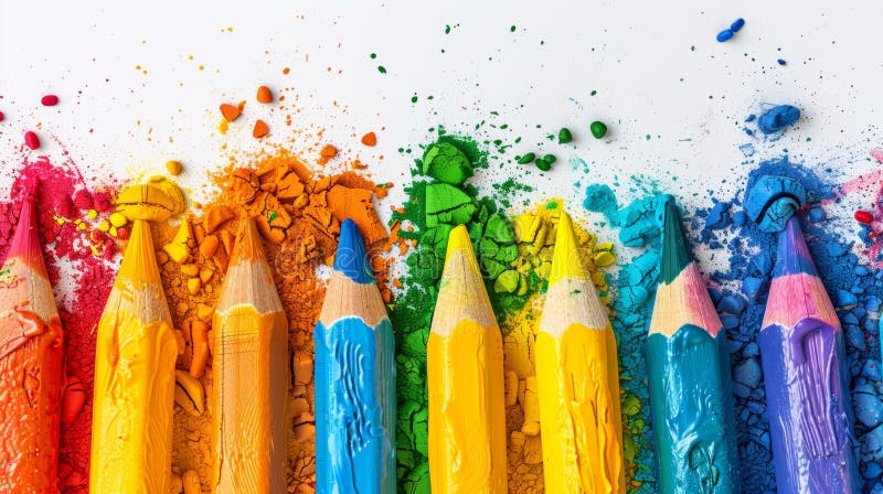 Colorful Education Back To School Background with Vibrant Crayons and ...