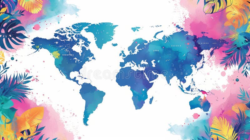 Colorful Education Back To School Background with Vibrant World Map and ...