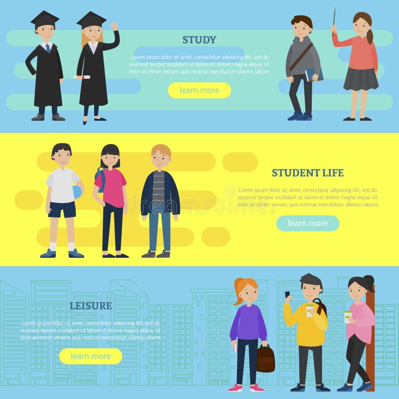 Colorful Education Horizontal Banners Stock Vector - Illustration of ...