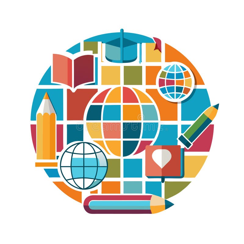 Colorful Education Icon: Global Learning, Academic Success, Knowledge ...