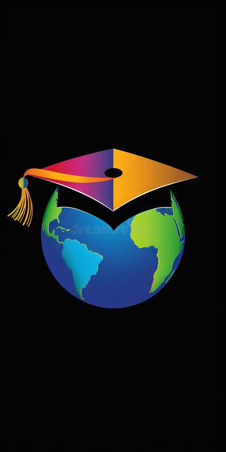 Colorful Education Logo with a Globe and Academic Cap. Stock ...