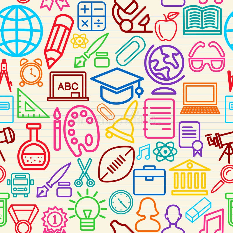 Colorful Education Seamless Pattern Background Stock Vector ...