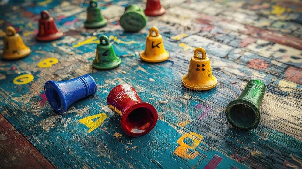 Colorful Educational Game Pieces on a Table Stock Illustration ...
