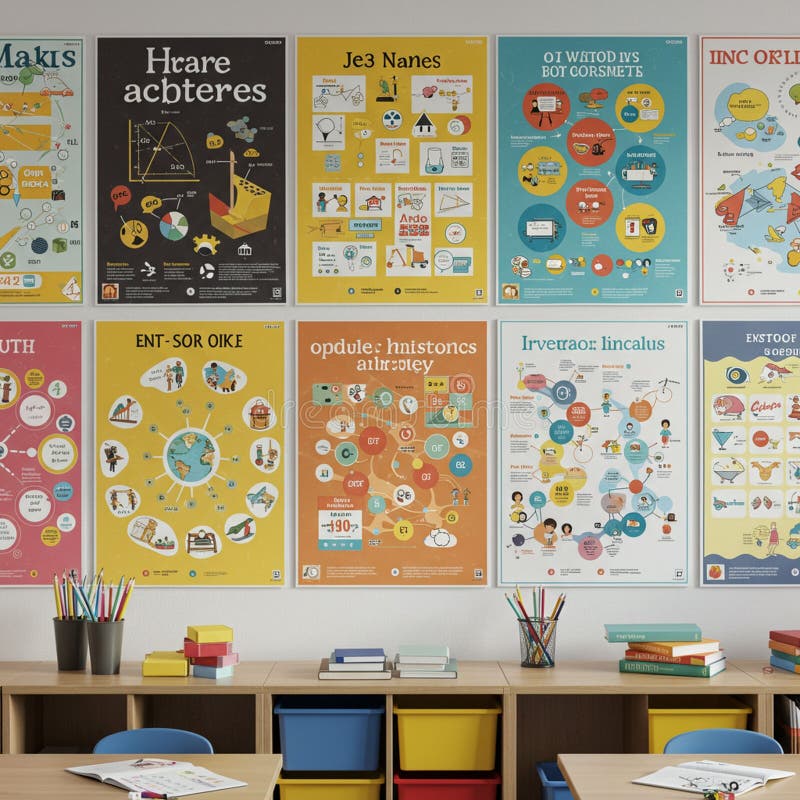 Colorful Educational Posters with Diagrams and Illustrations are ...