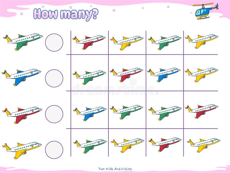 How Many Fun Counting Games for Kids Air Theme Stock Vector ...