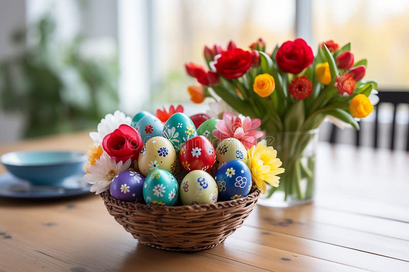 Kitchen Easter decorations stock photo. Image of blooms - 68206706