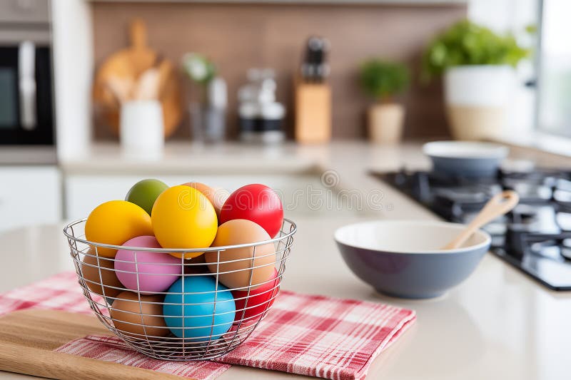 Kitchen Easter decorations stock photo. Image of blooms - 68206706