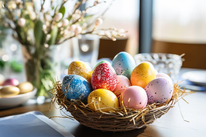 Kitchen Easter decorations stock photo. Image of blooms - 68206706