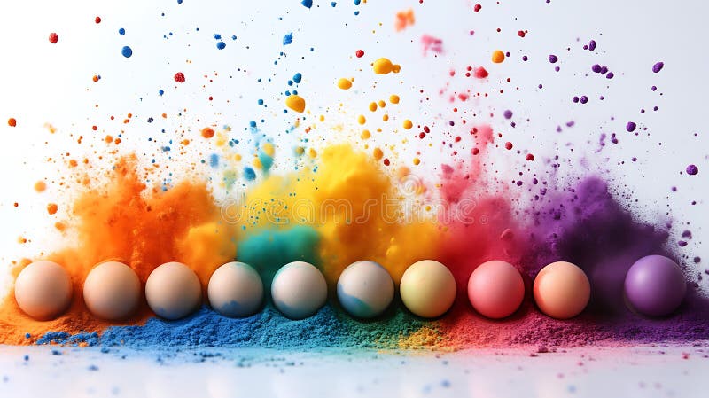 Colorful Eggs Exploding in Powdered Paint Stock Illustration ...