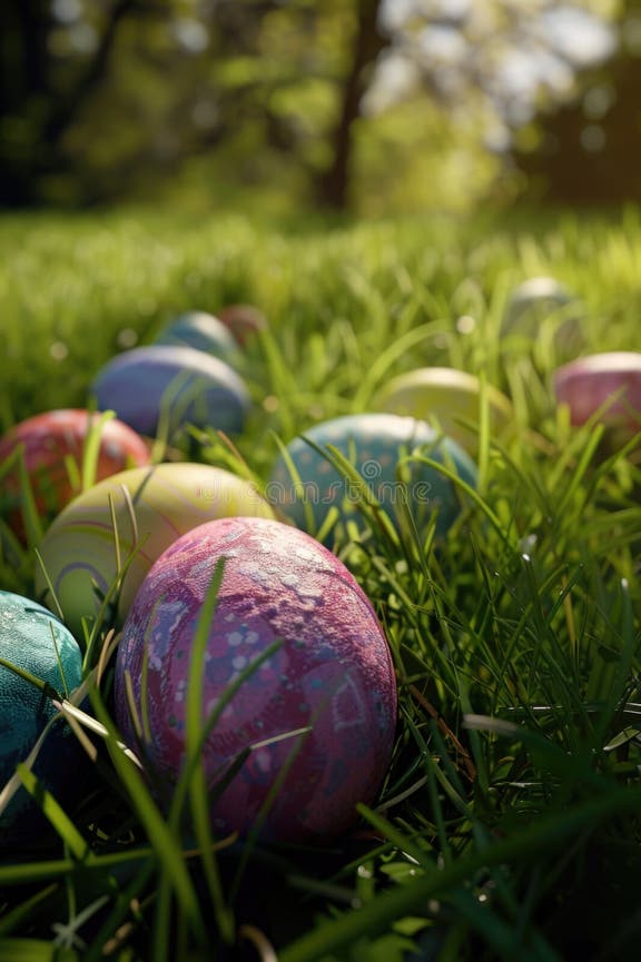 Colorful Eggs in Natural Setting, Perfect for Easter Designs Stock ...