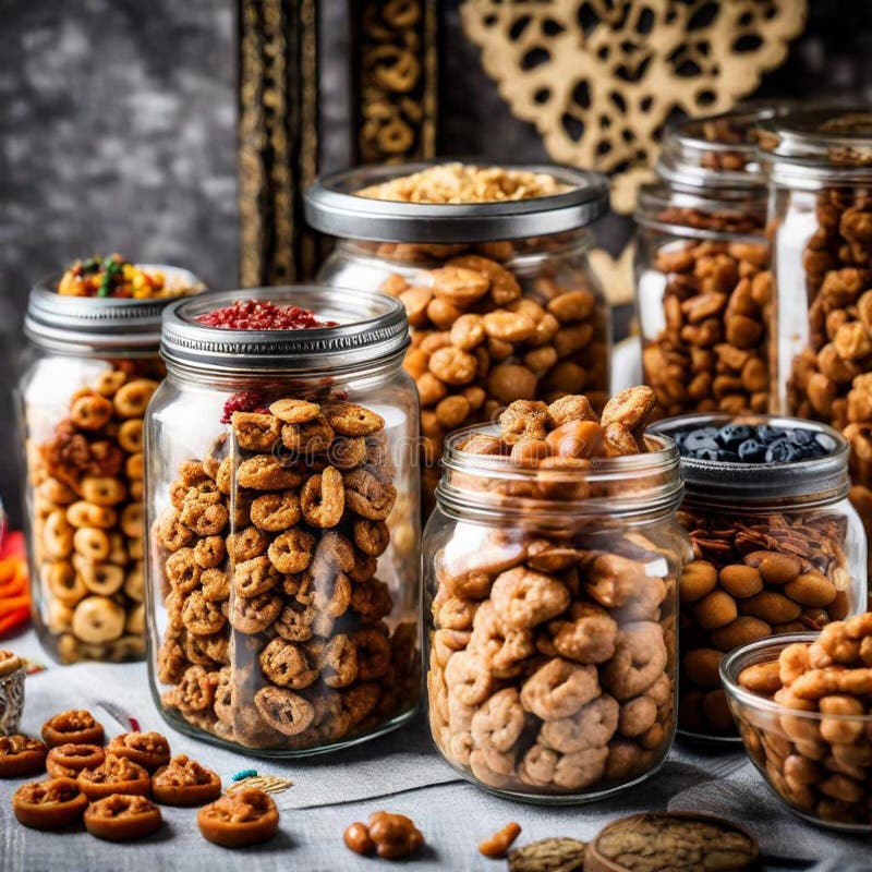 Colorful Eid Al Fitr Snack Jars, Made with Generative Ai Stock ...