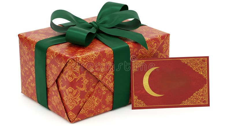 Eid Al-Adha Gift Box Wrapped in Festive Paper Stock Image - Image of ...