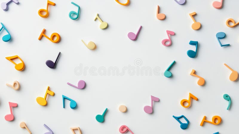 Colorful Eighth Notes Creating Musical Symphony on White Background ...