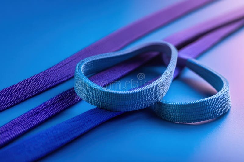 Colorful Elastic Bands Arranged Artfully on Blue and Purple Surfaces ...
