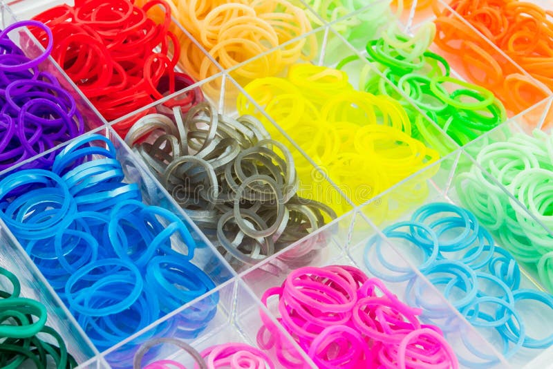 Colorful of Elastic Loom Bands. Stock Image - Image of hook, coloured ...