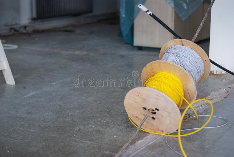 Cable Roll on Construction Site Stock Image - Image of insulating ...