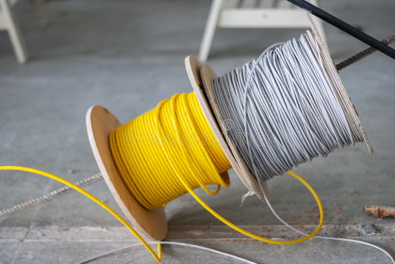Cable Roll on Construction Site Stock Image - Image of electric ...