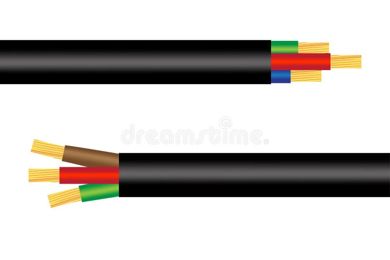 Colorful Electrical Cable Three Wires. Technology Background. Vector ...