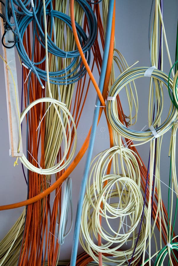 Electrical Cables From The Ceiling Stock Photo - Image of trunking ...