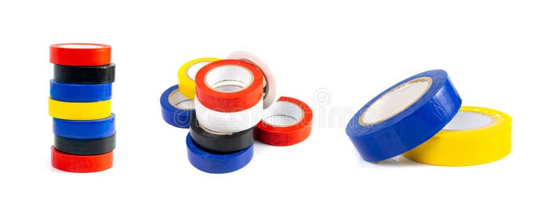Electrical Tape Roll Lines Isolated, Plastic Duct Tape Rolls, Colored ...