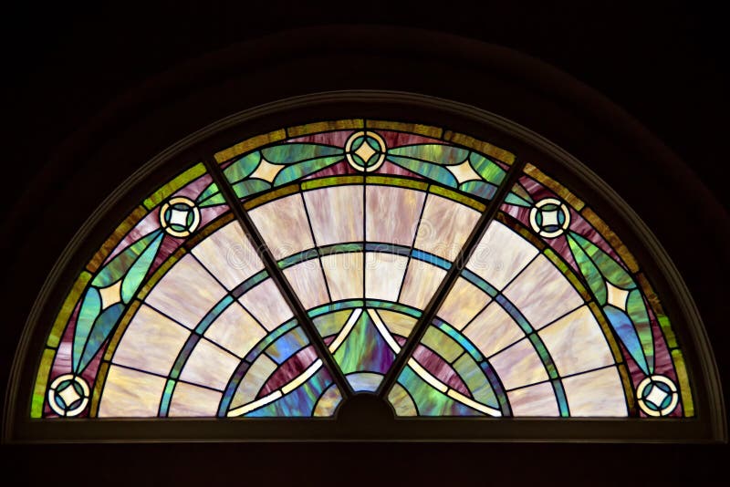 Halfround Stained Glass Window Stock Image - Image of artwork, bright ...
