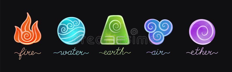 Elemental Glyphs Vector Set Stock Illustrations – 14 Elemental Glyphs ...