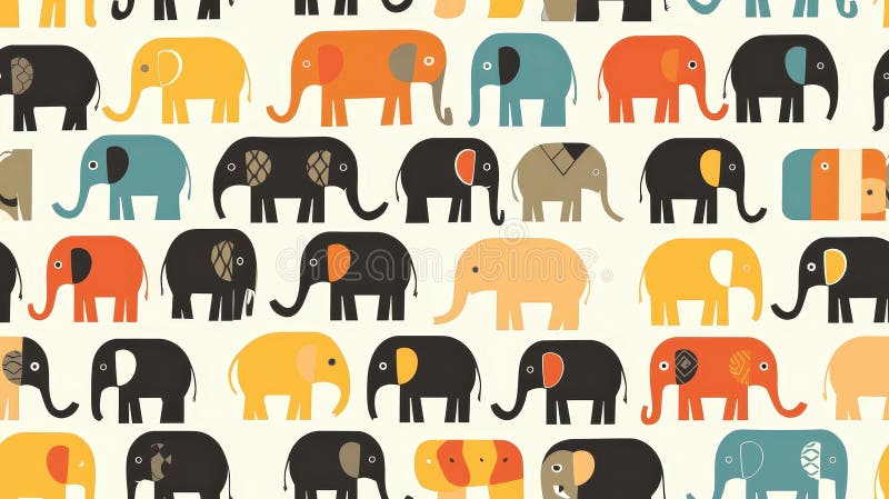 Colorful Elephant Pattern Design for Playful Backgrounds Stock ...