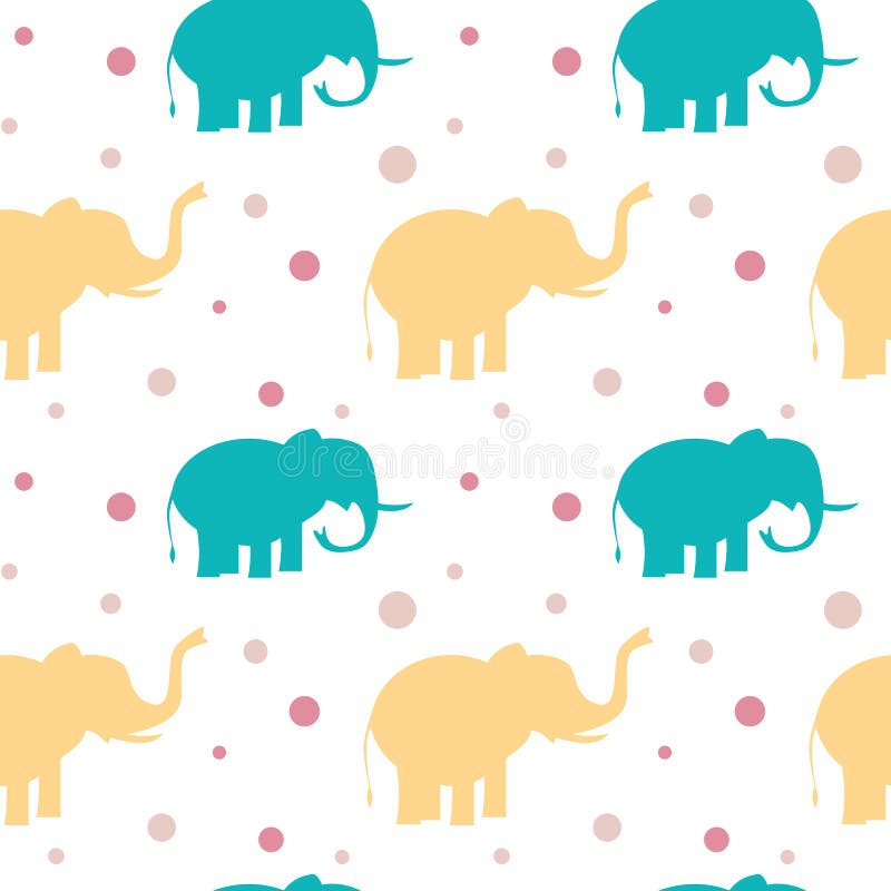 Colorful Elephants Silhouette Seamless Pattern Background Illustration ...