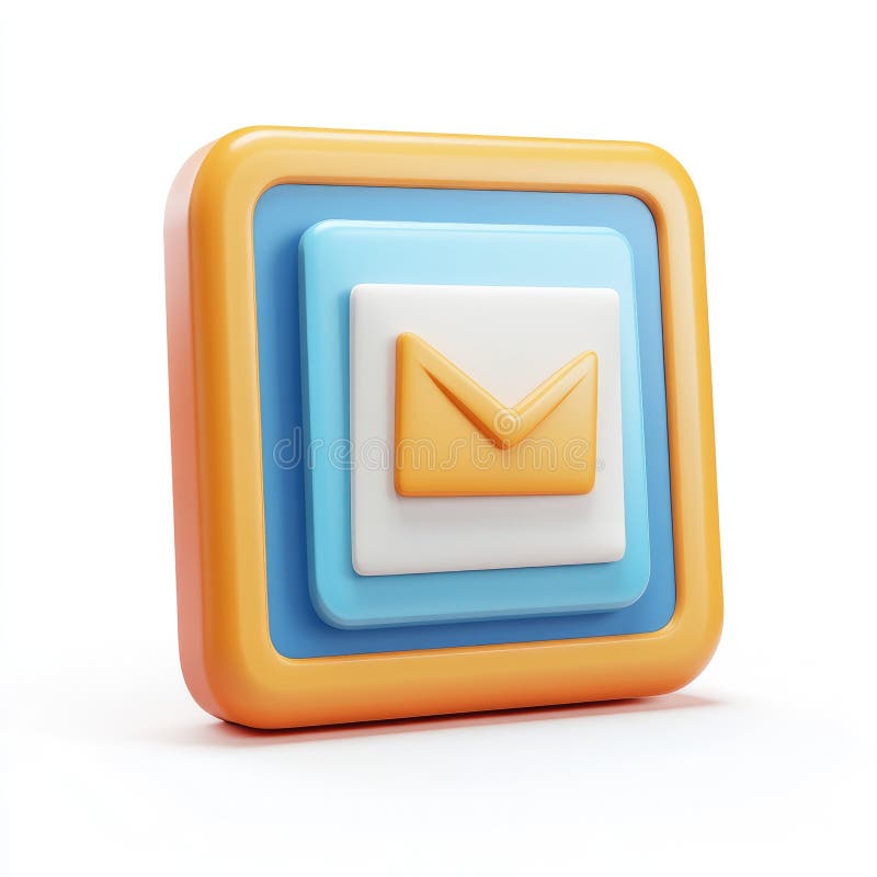 3D Render of Colorful Email Icon, Modern Communication Symbol Stock ...