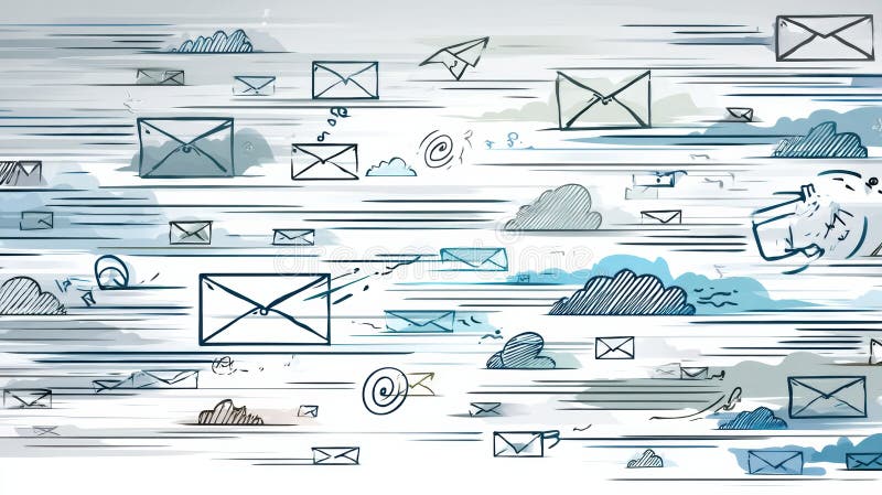 Stylized Communication Icons and Lines Representing Fast Email ...