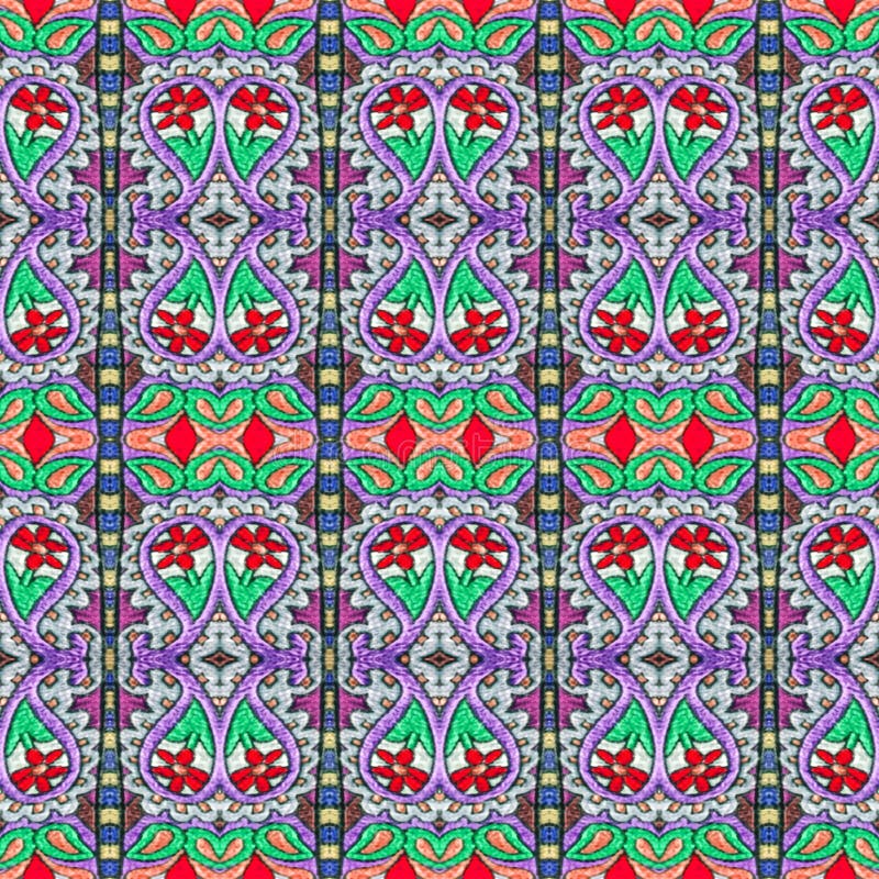 Colorful Embroidery Seamless Pattern Stock Illustration - Illustration ...