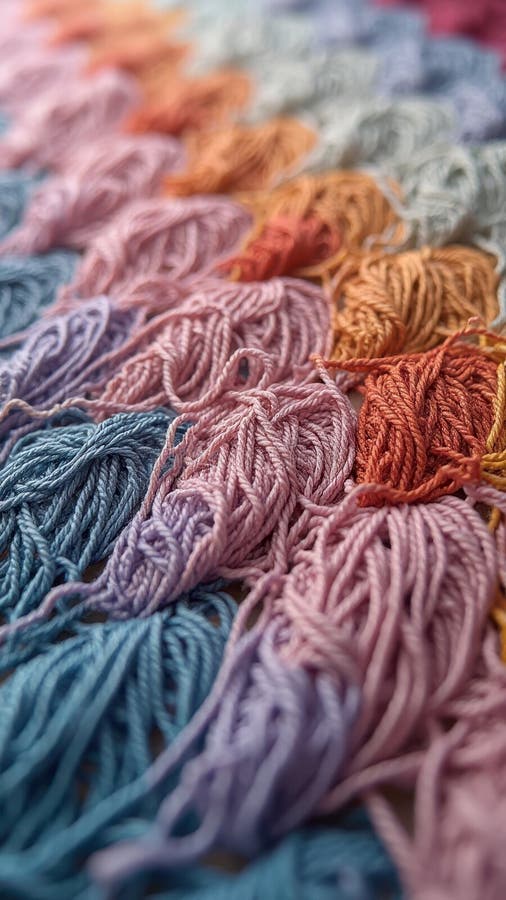 Colorful Embroidery Threads in Gradient Pattern Displaying Texture and ...
