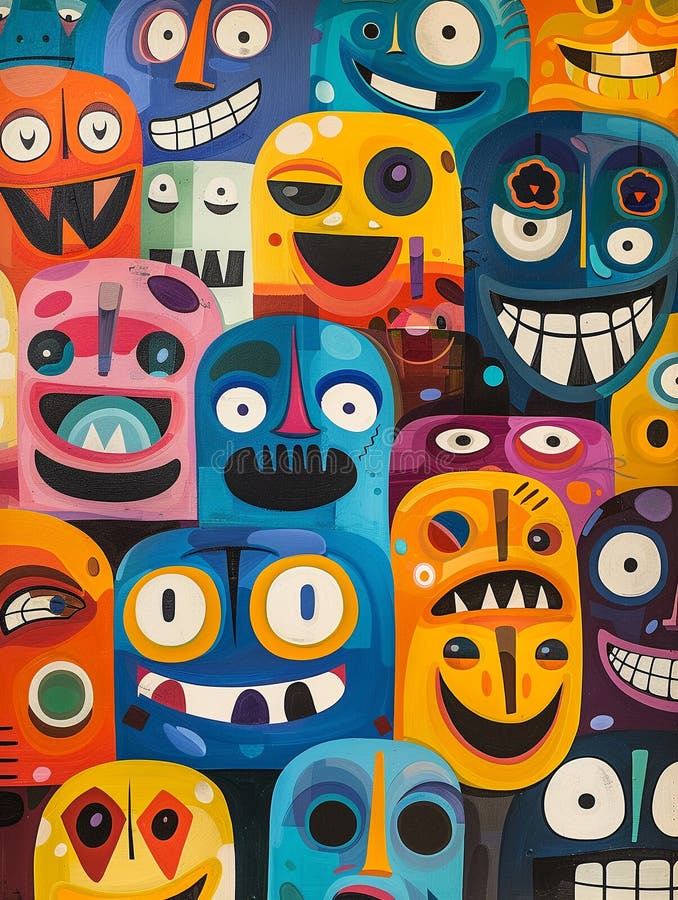 Colorful Emoji Characters Wallpaper Stock Illustration - Illustration ...