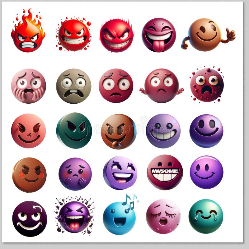 Colorful emoji emoticons stock illustration. Illustration of think ...