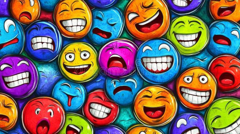 Colorful Emojis Showing Different Emotions Background Stock Photo ...
