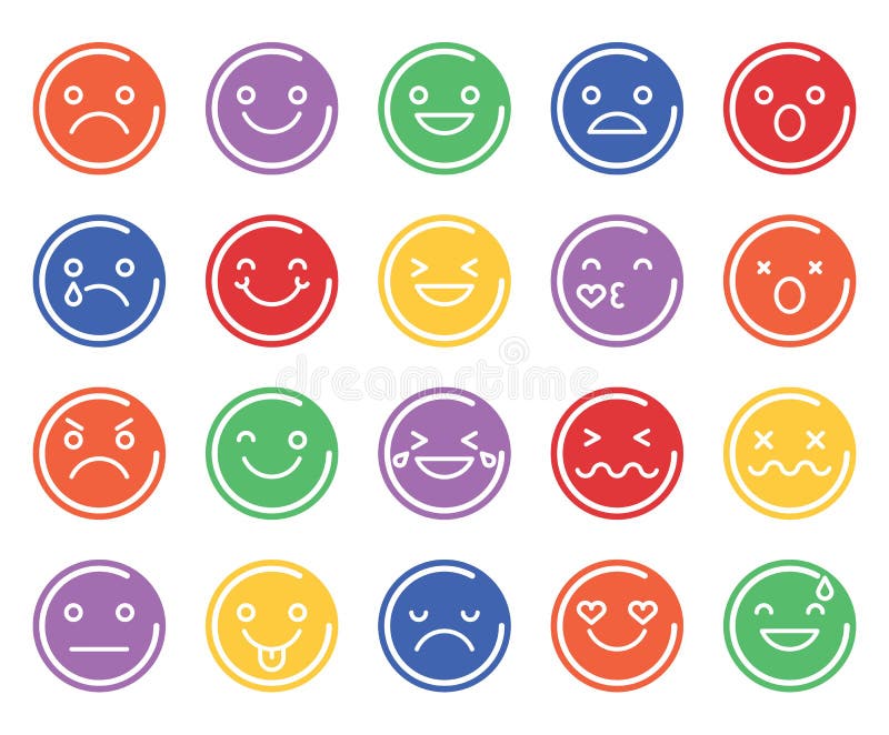Colorful emoticons, icon stock vector. Illustration of cartoon - 260372126