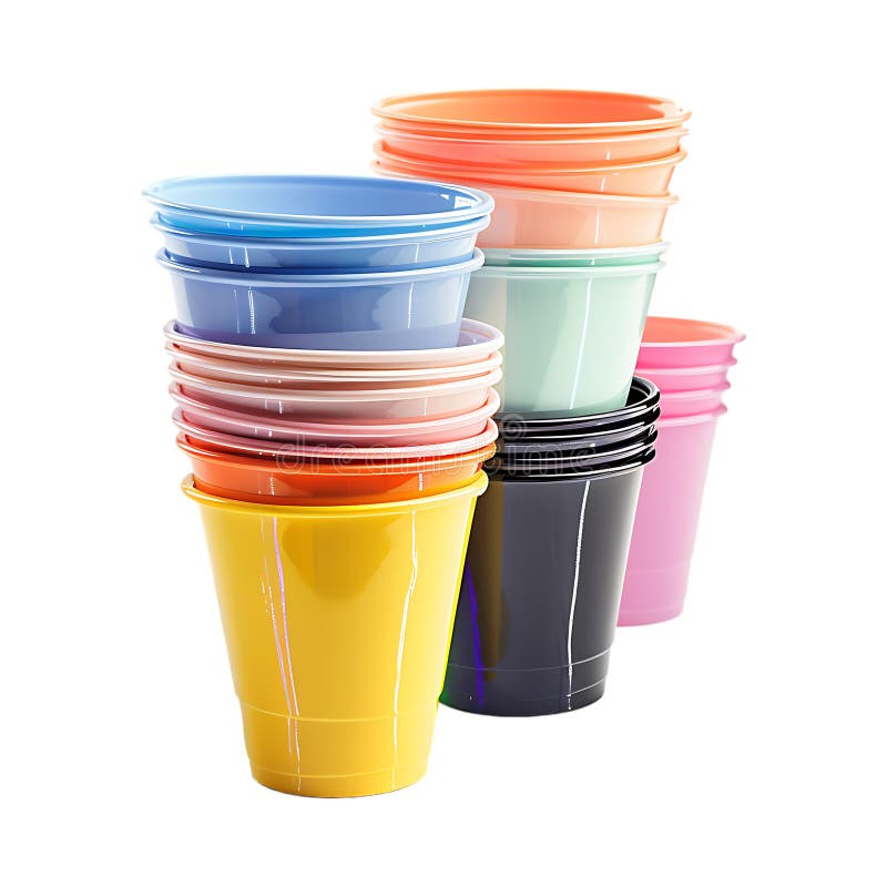 Colorful Empty Cups on Transparent Background - Ai Generated Stock ...