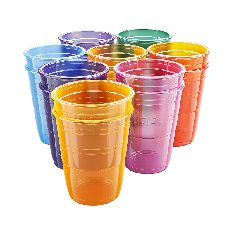 Colorful Empty Cups on Transparent Background - Ai Generated Stock ...