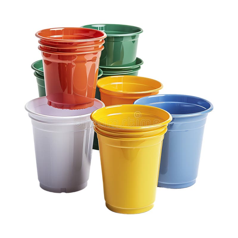 Colorful Empty Cups on Transparent Background - Ai Generated Stock ...