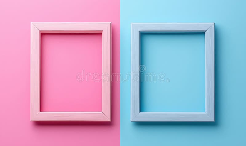 Colorful Empty Frames on Pink and Blue Backgrounds for Creative Design ...