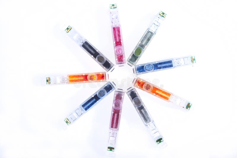 Colorful Empty Inkjet Printer Ink Cartridges Stock Photo - Image of ...