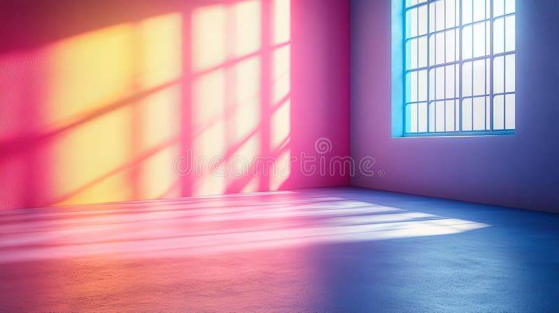 Colorful Empty Room with Sunlight through Windows, Vibrant Interior ...