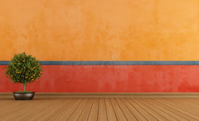 Colorful Empty Vintage Room Stock Illustration - Illustration of wooden ...