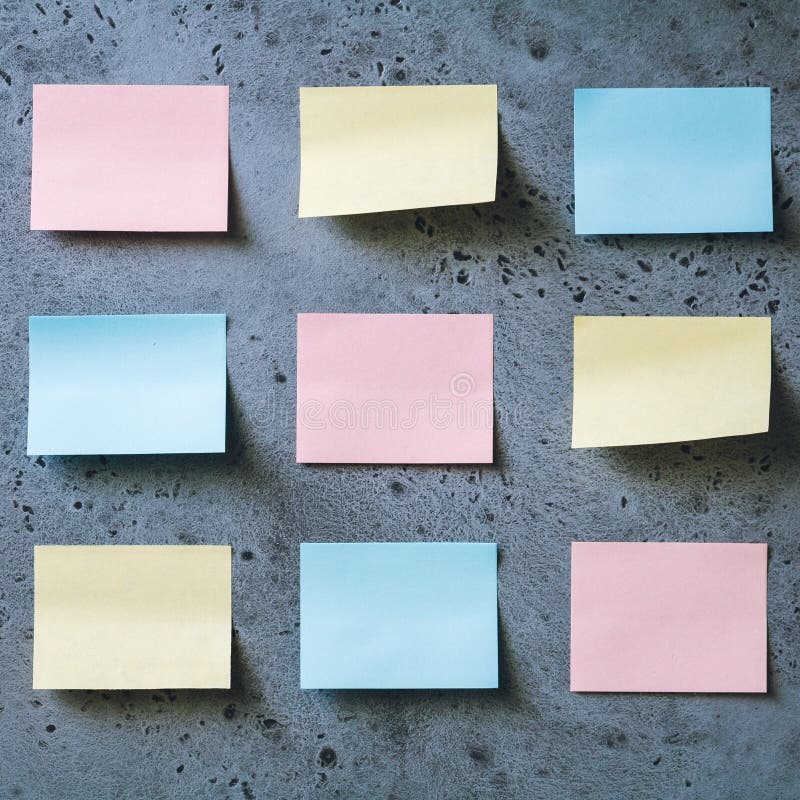 Colorful Empty Sticky Notes on a Grey Textured Background Stock Photo ...