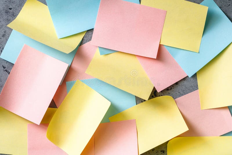 Colorful Empty Sticky Notes on a Grey Textured Background Stock Photo ...