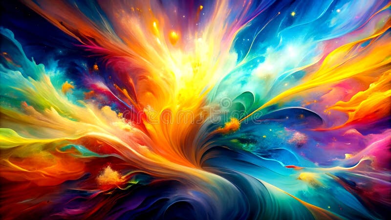 A Colorful and Energetic Abstract Painting Explores the Dynamic Flow of ... A Colorful and Energetic Abstract Painting Explores the Dynamic Flow of ...