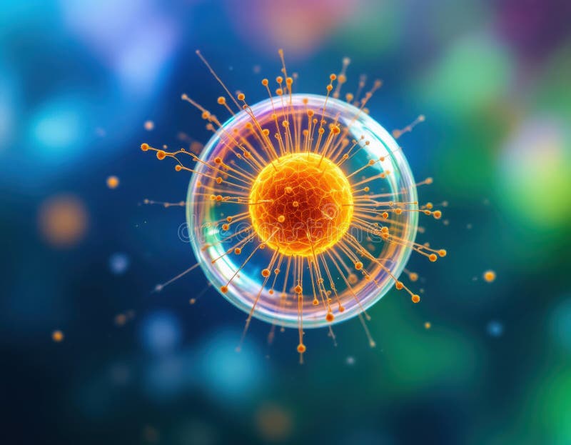 A Colorful, Energetic Microscopic Image of a Possible Cell or Bacteria ...