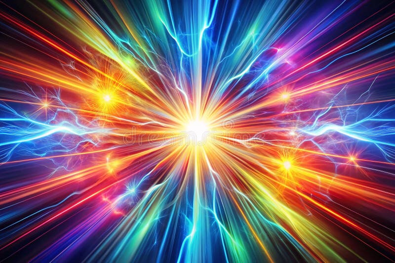 Colorful Energy Burst, Radial Lines, Vibrant Lights, Explosion ...